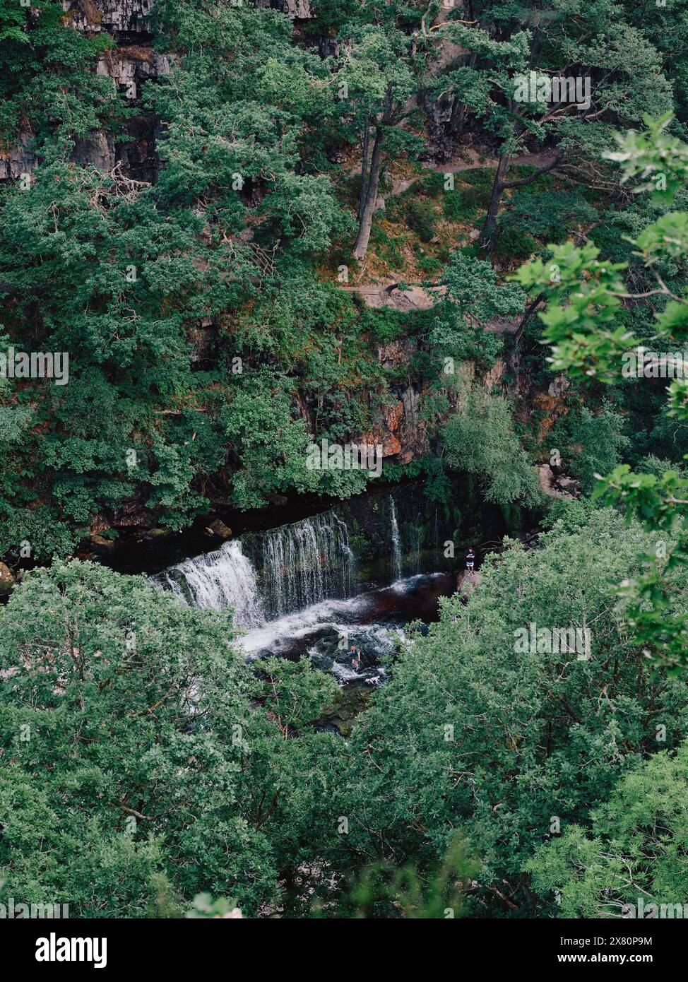 Sgwd Isaf Clun-Gwyn waterfalls on the River Mellte, approximately 20 ...