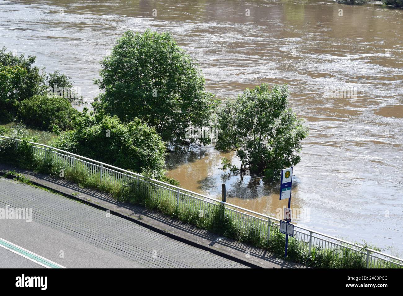 bus stop at the flood Stock Photo - Alamy