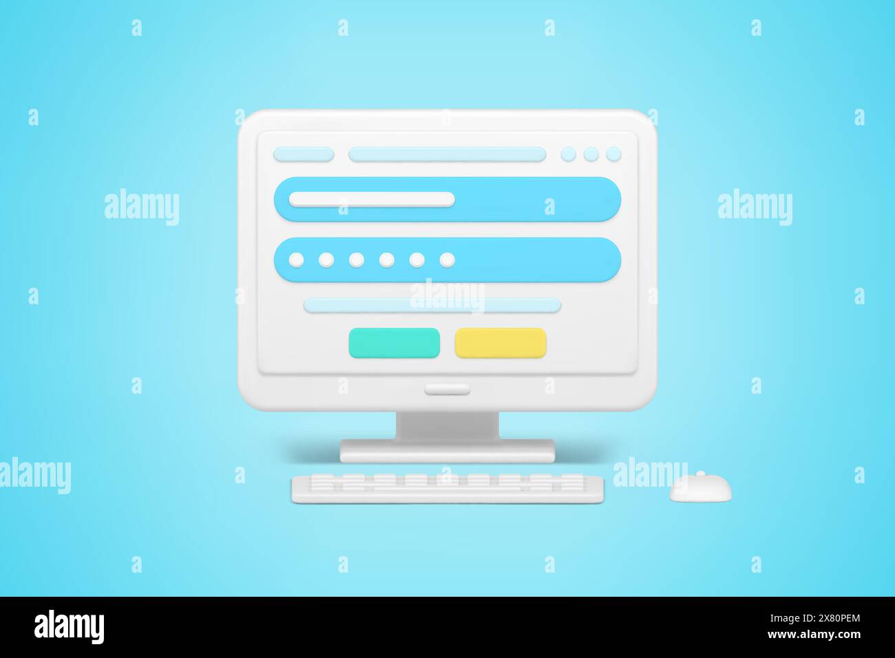 Password check in personal web account 3d icon. Protection of user data ...