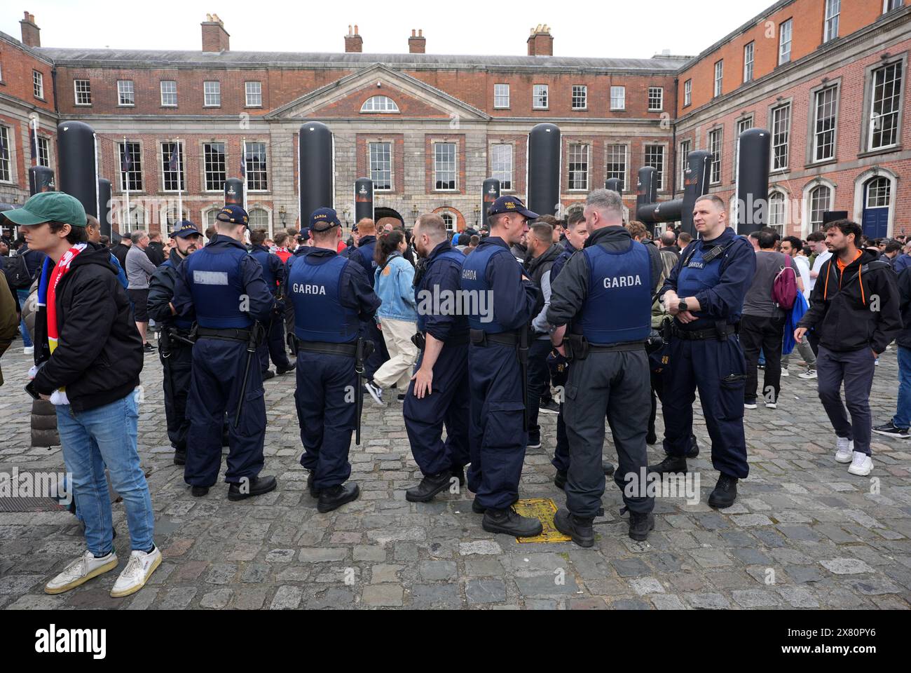 Garda public order unit officers at the fan zone ahead of the UEFA ...