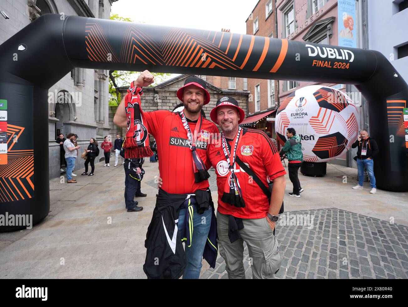 Bayer Leverkusen fans in the fan zone at Dublin Castle ahead of the ...