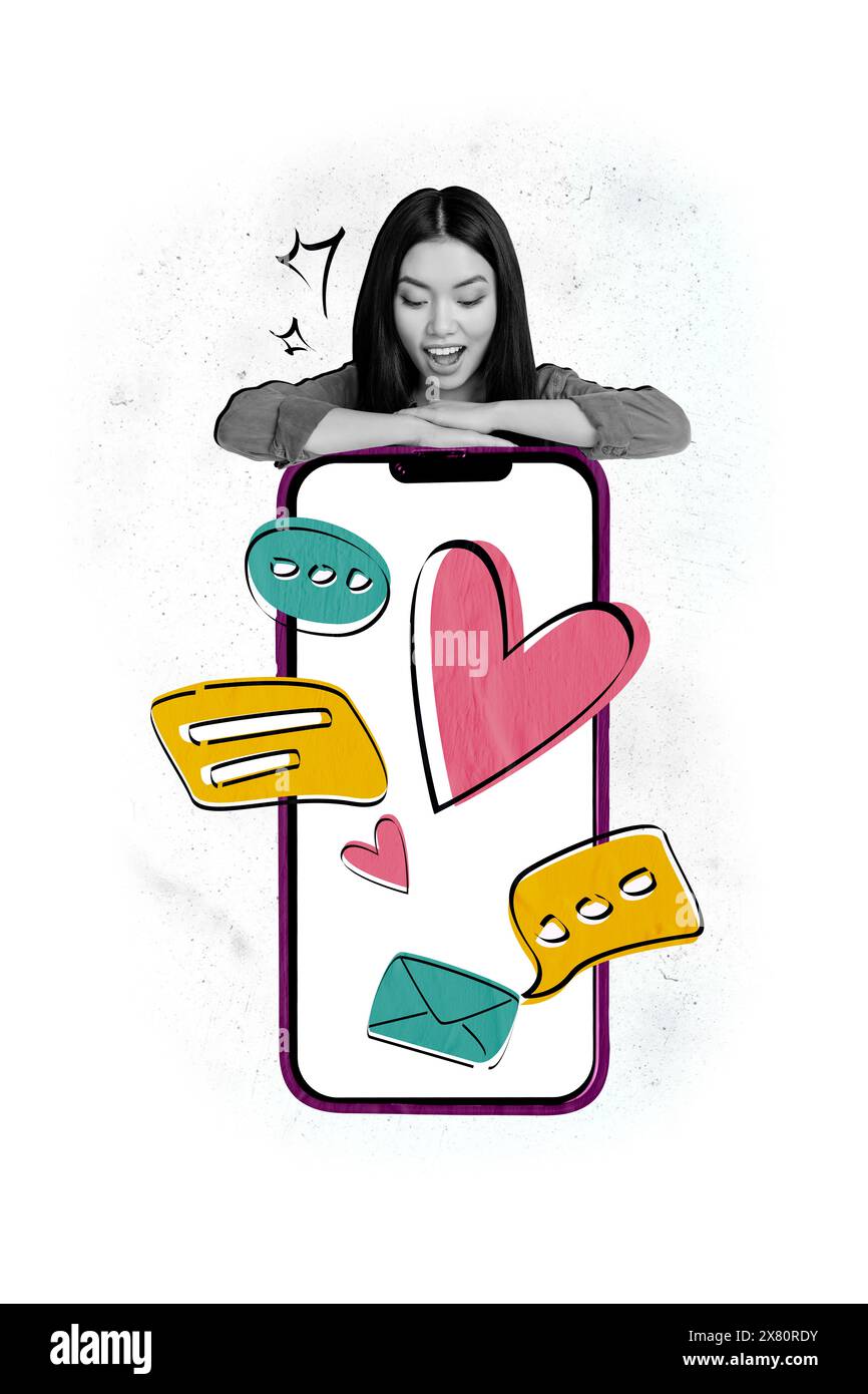 3D photo collage composite trend image of huge smartphone display like ...