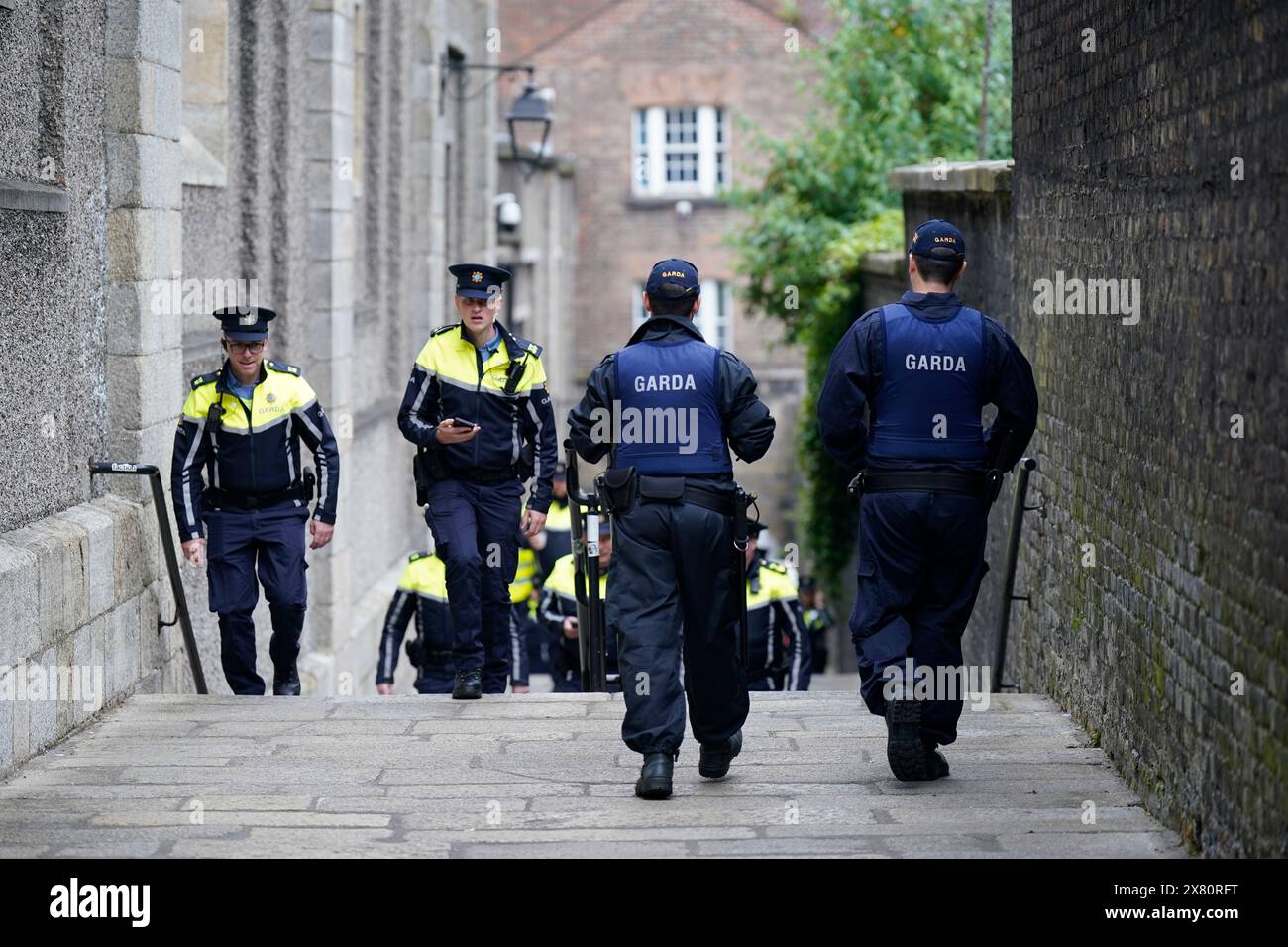 Garda public order unit officers at the fan zone ahead of the UEFA ...