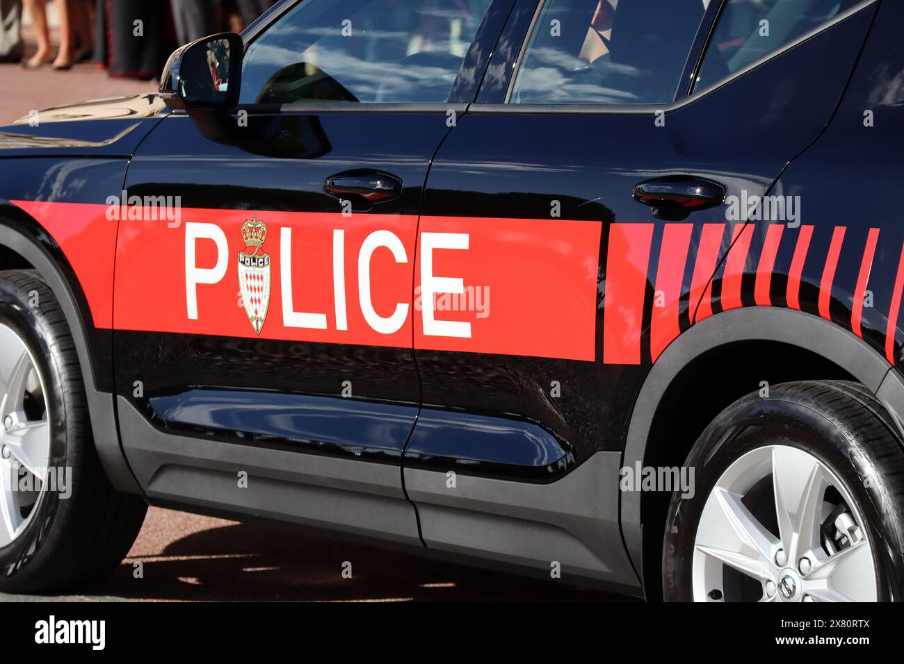 Monaco, Monaco - 11.19.2022 : Monaco police sign on a police car Stock ...