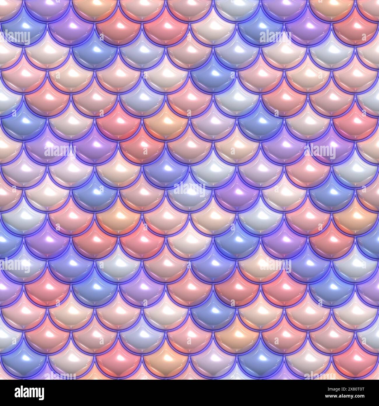 3D Inflated Bubble Mermaid Scales. Seamless Tileable Pattern Stock ...