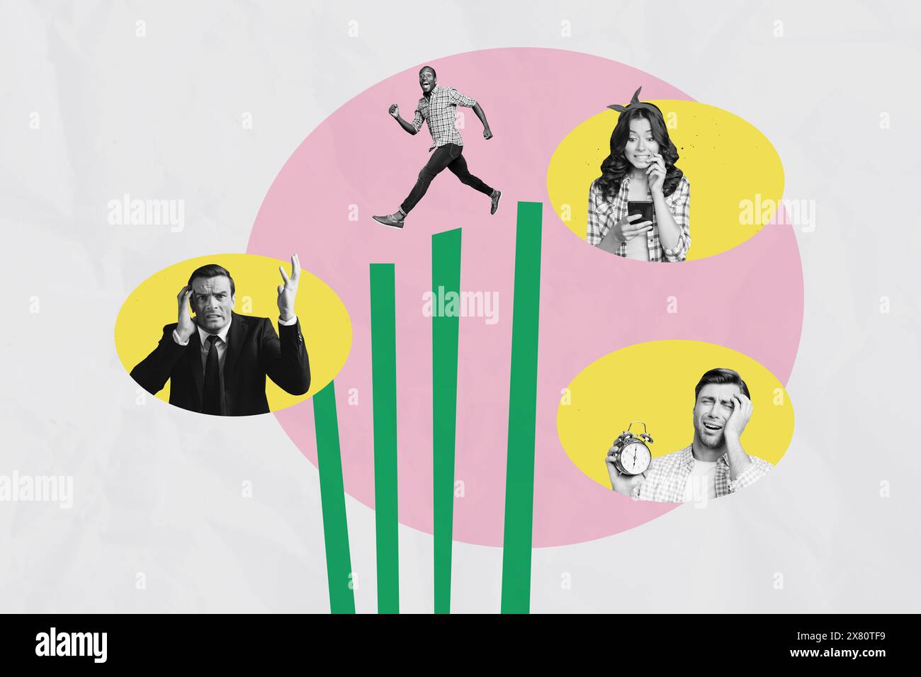 Composite photo collage of organization unity workers boss overworked ...