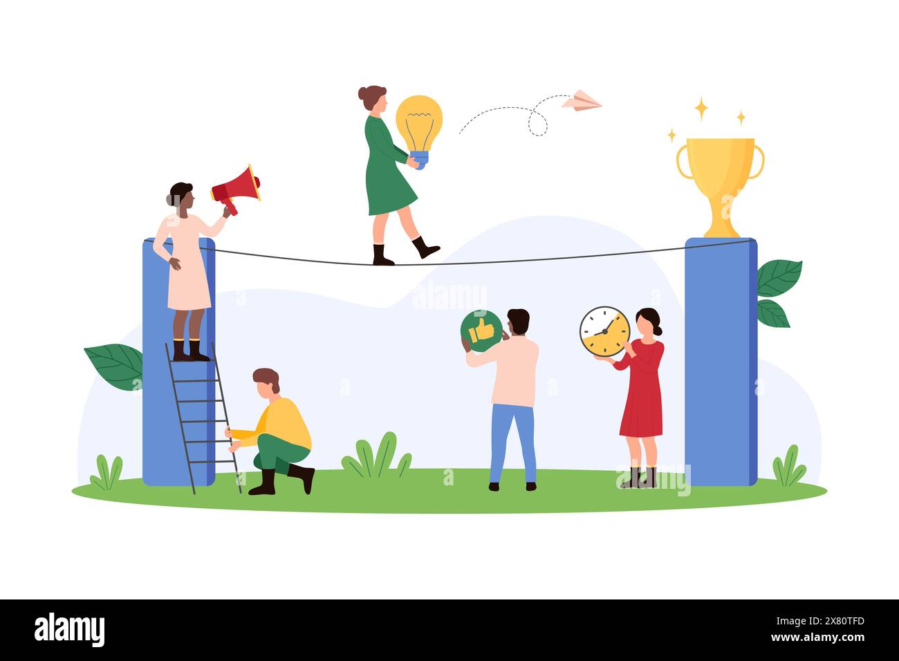 Success idea, opportunity to reach goal, professional development. Tiny ...