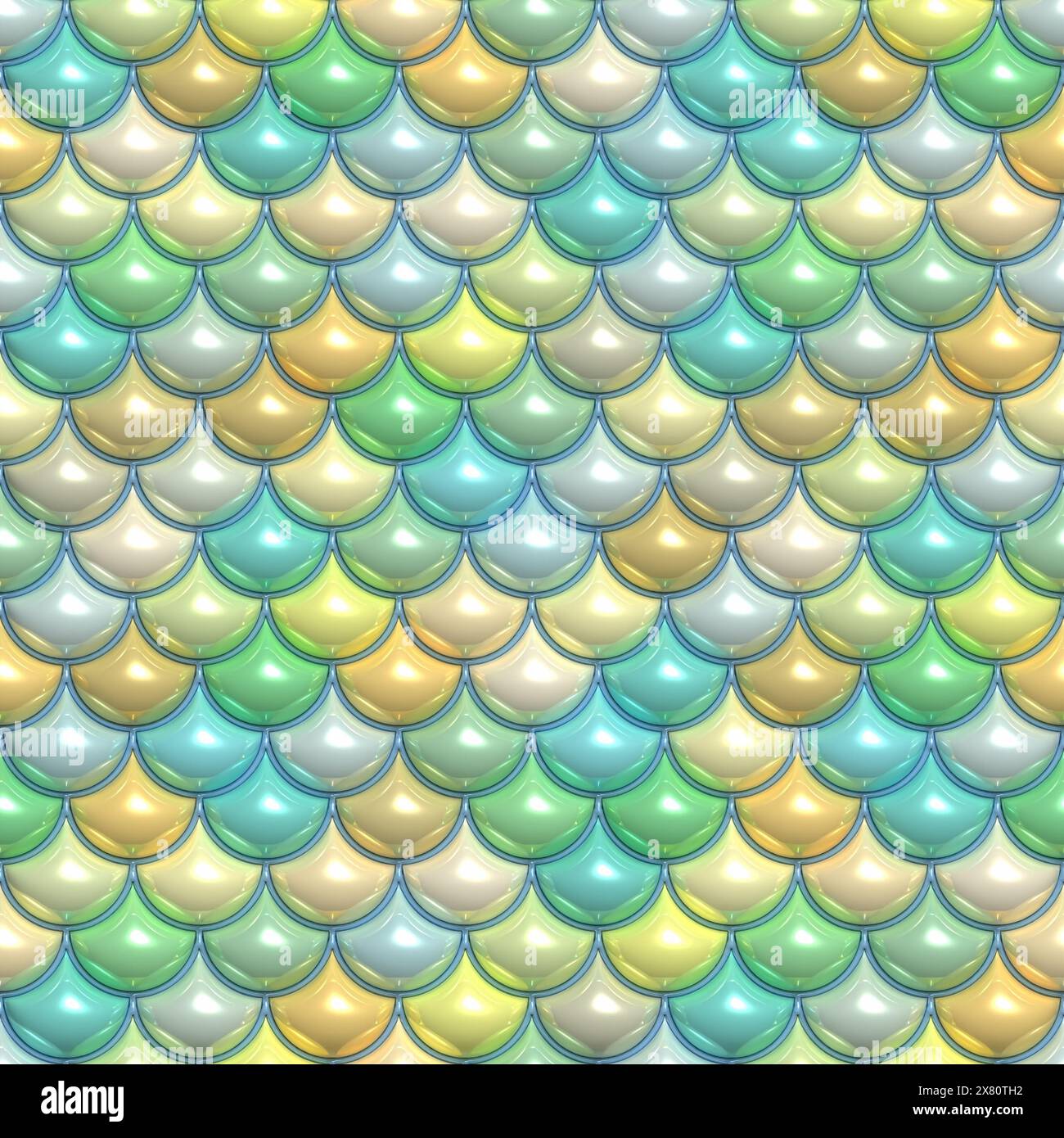 3D Inflated Bubble Mermaid Scales. Seamless Tileable Pattern Stock ...