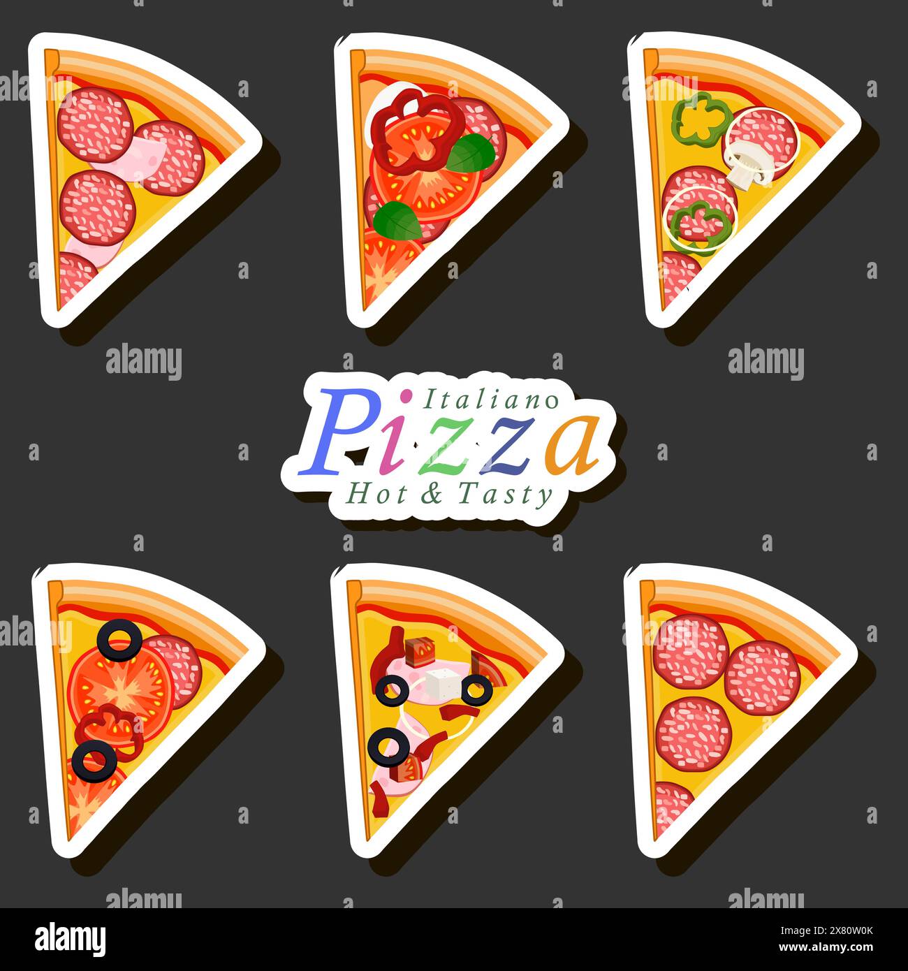Crispy pizza margherita on Stock Vector Images - Alamy