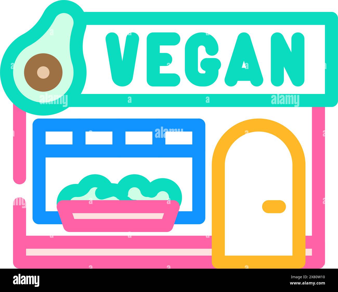 vegan cafe street color icon vector illustration Stock Vector Image ...