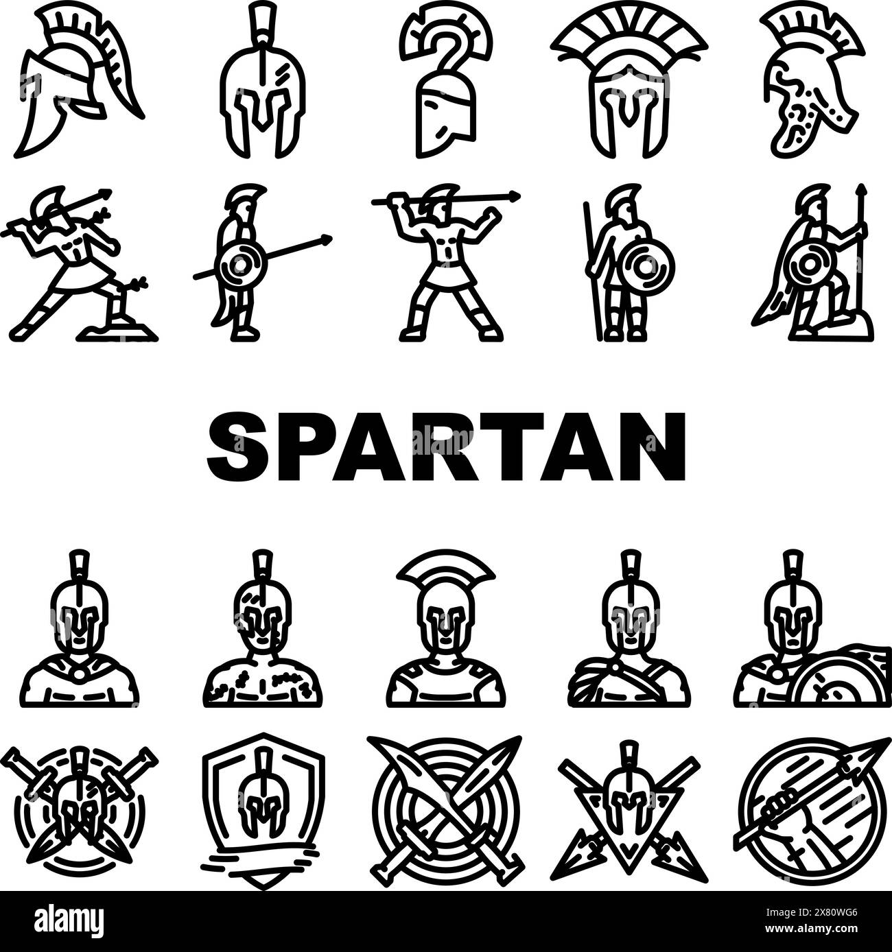 spartan warrior helmet icons set vector Stock Vector Image & Art - Alamy