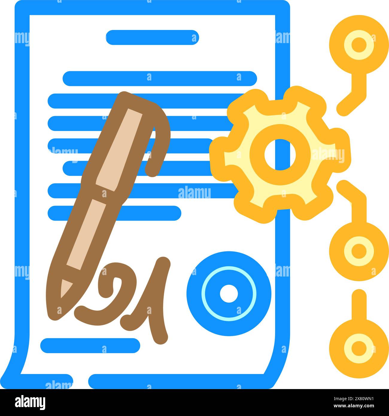 contract management business process color icon vector illustration ...