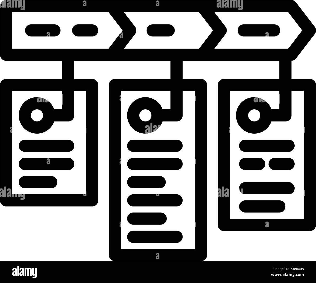Service Delivery Business Process Line Icon Vector Illustration Stock