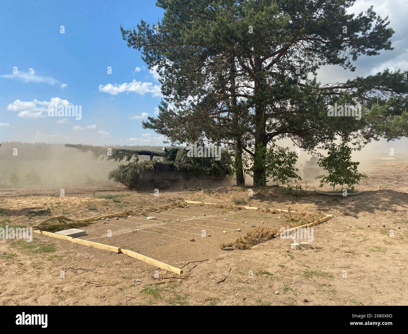 Pabrade, Lithuania. 22nd May, 2024. A self-propelled howitzer drives ...