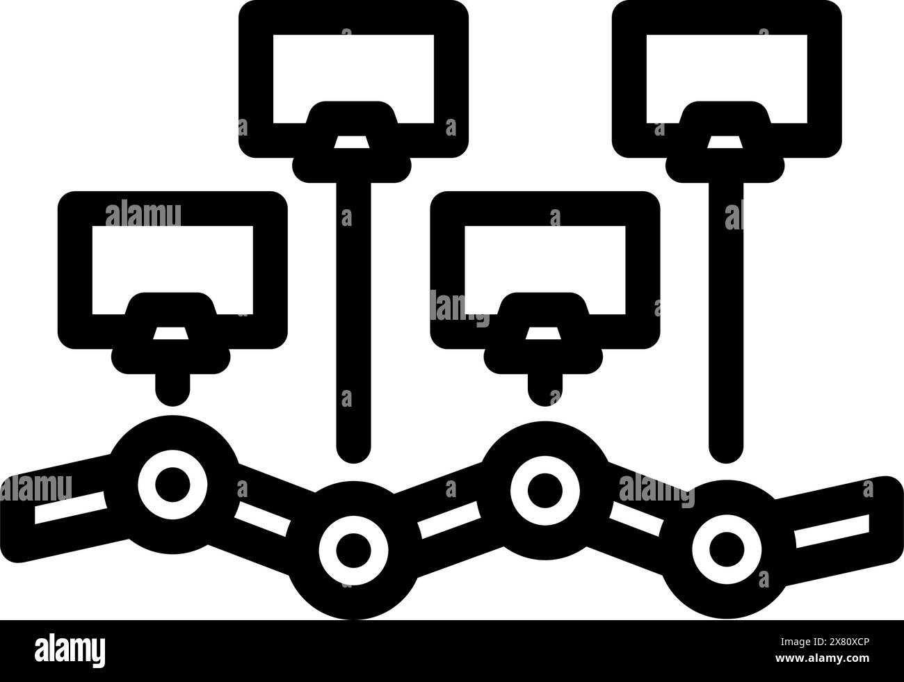 Network Topology Analyst Line Icon Vector Illustration Stock Vector