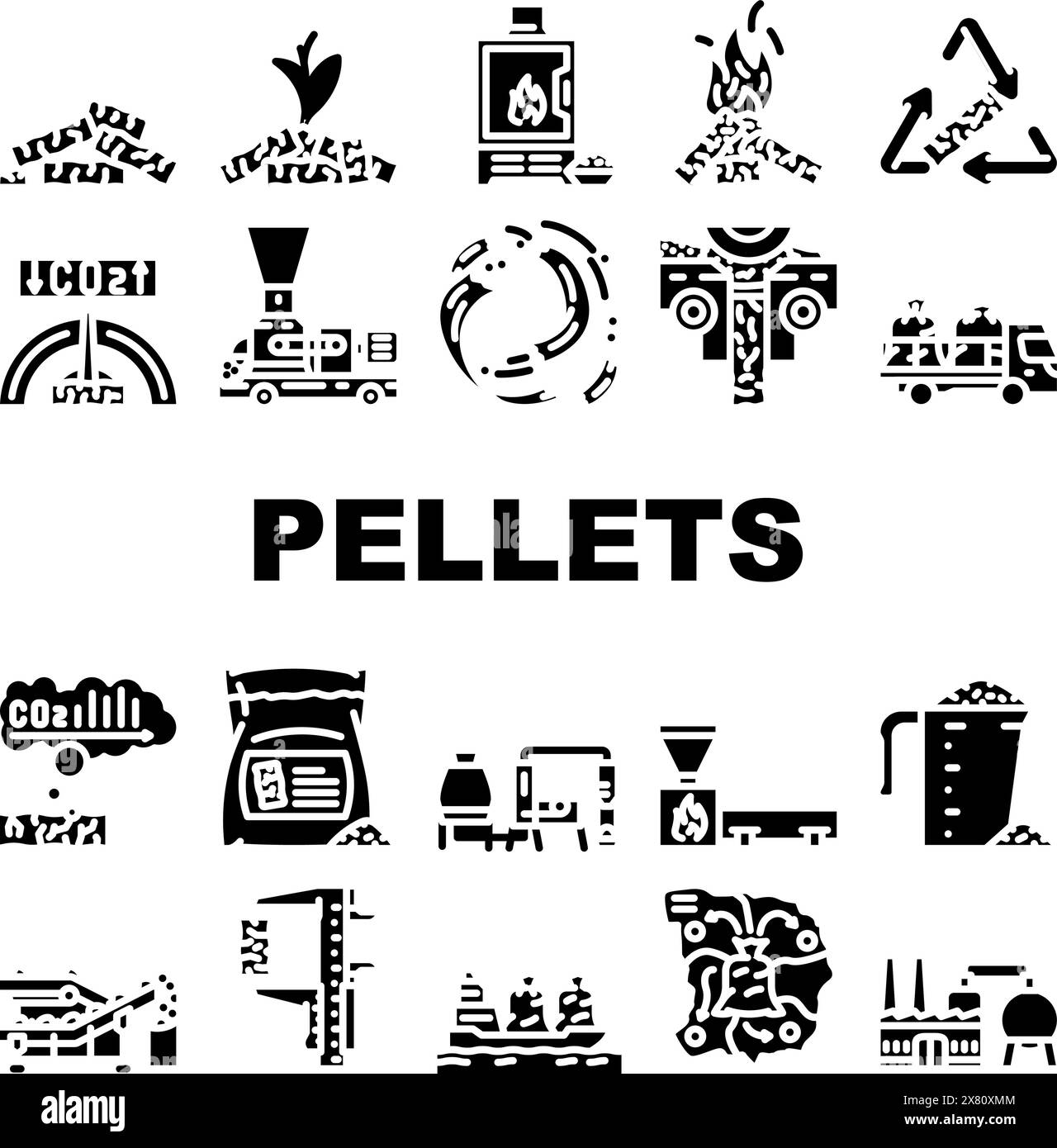 wood pellets eco energy icons set vector Stock Vector Image & Art - Alamy