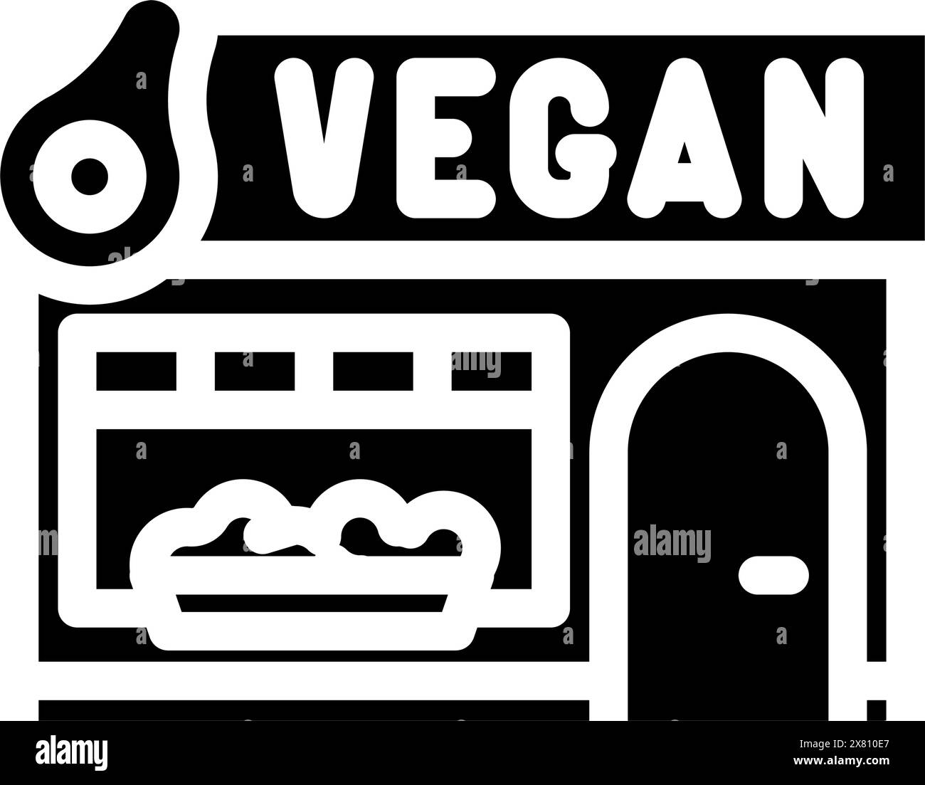vegan cafe street glyph icon vector illustration Stock Vector Image ...