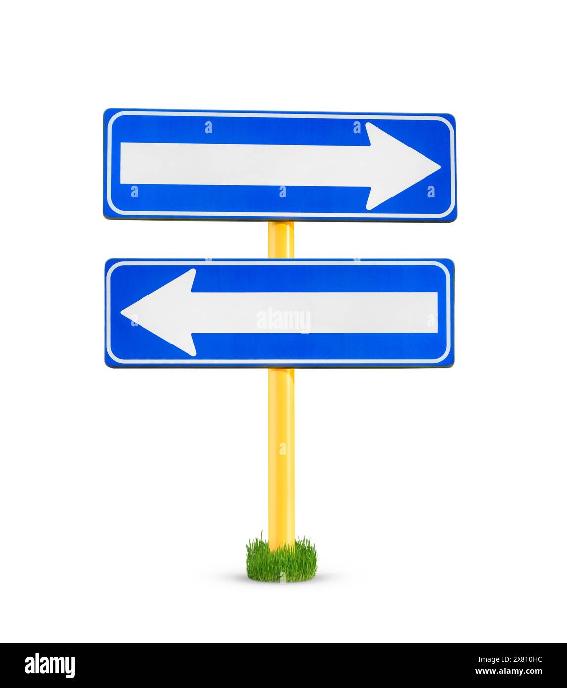 Blue direction sign isolated on white background Stock Photo - Alamy