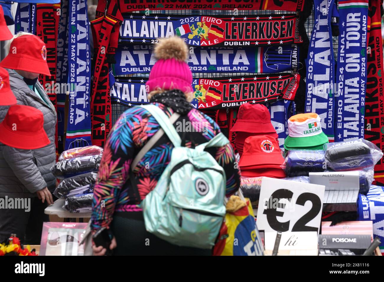 Merchandise for sale ahead of the UEFA Europa League final at the Aviva ...