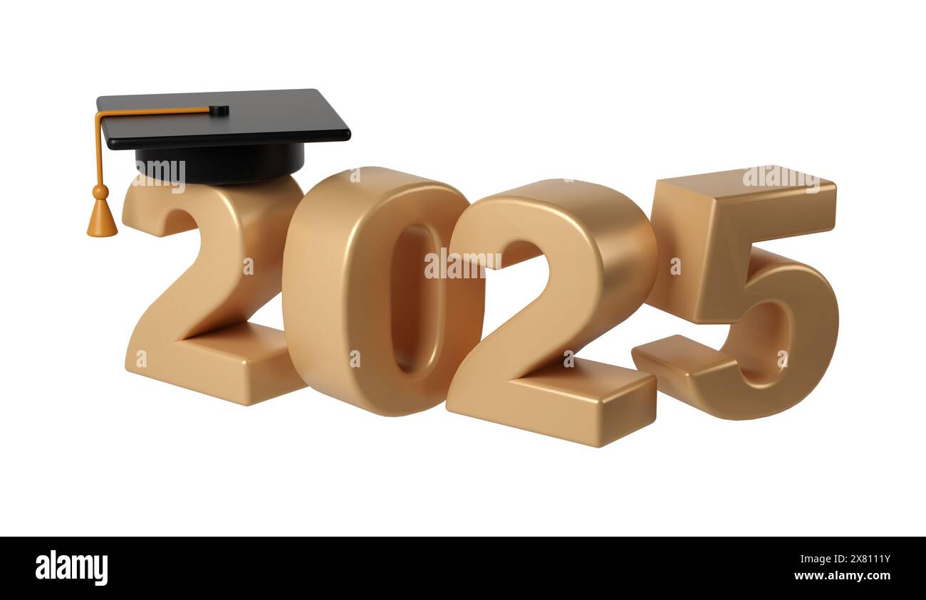 Class of 2025 3d icon. Congratulation graduates design template with ...