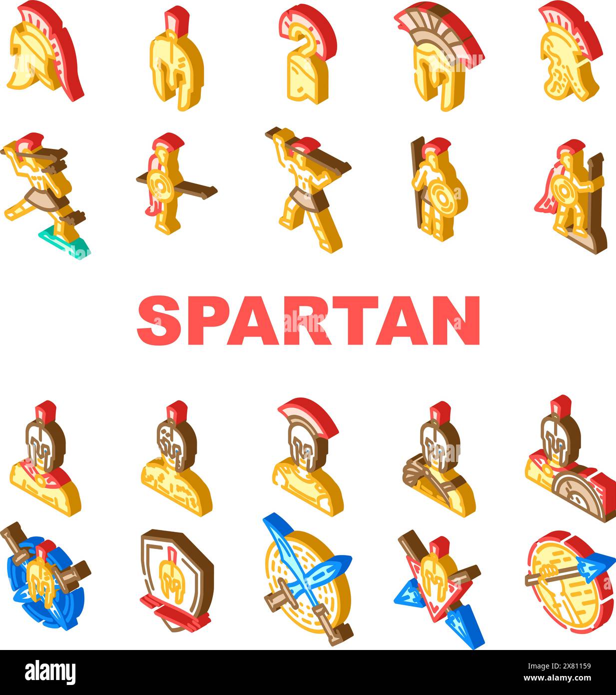 spartan warrior helmet icons set vector Stock Vector Image & Art - Alamy