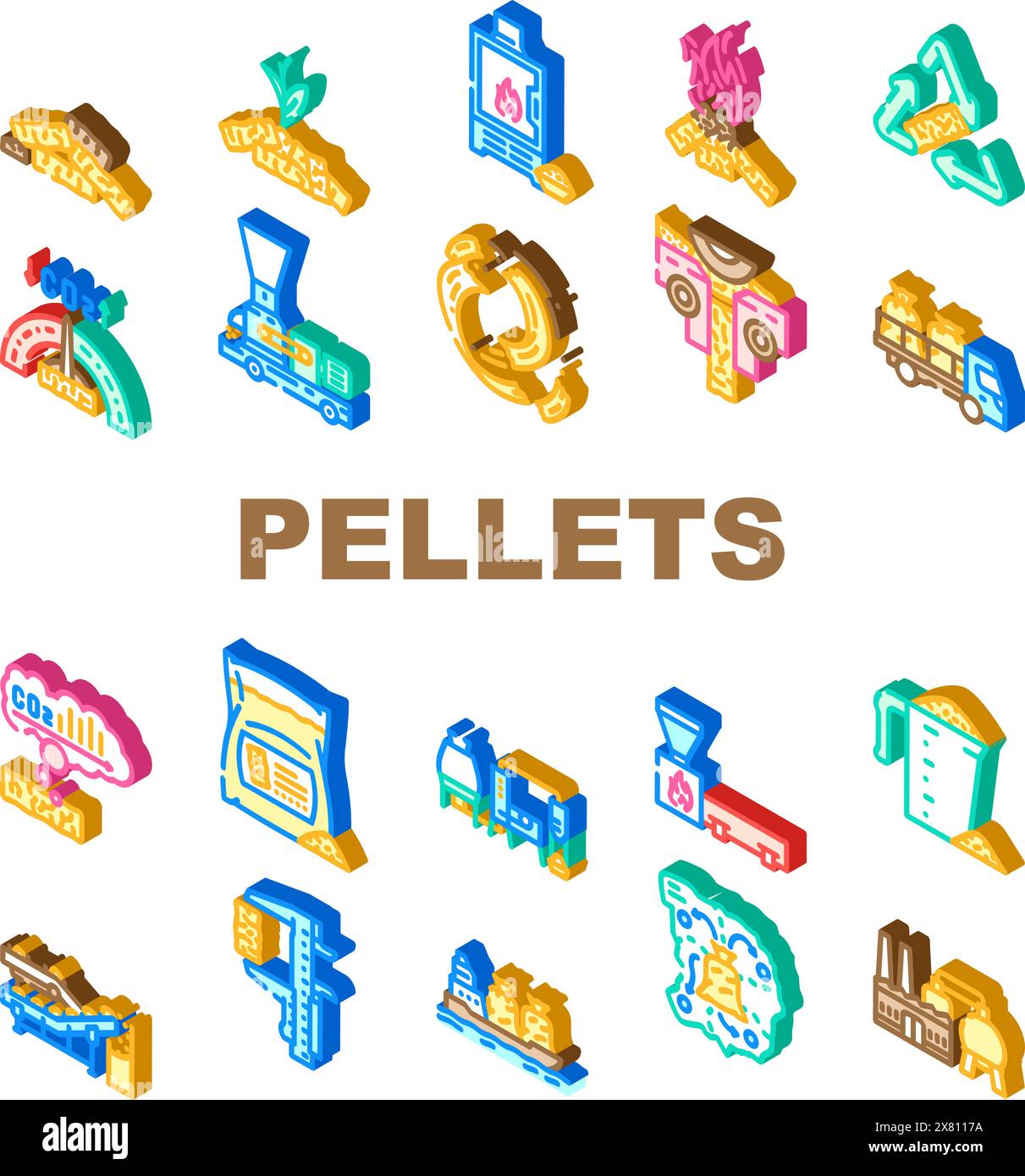 wood pellets eco energy icons set vector Stock Vector Image & Art - Alamy
