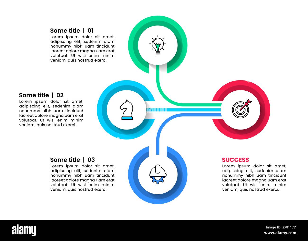 Infographic template with icons and 3 options or steps. Success. Can be ...