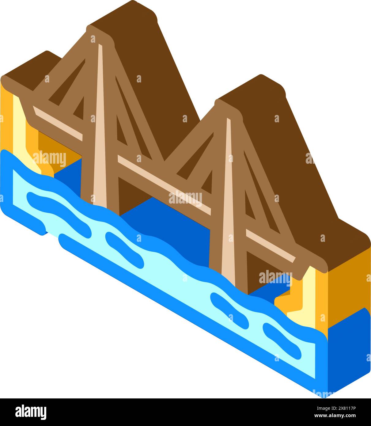 cable-stayed bridge isometric icon vector illustration Stock Vector ...