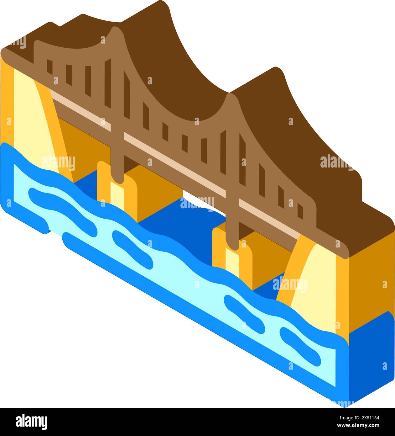 suspension bridge isometric icon vector illustration Stock Vector Image ...