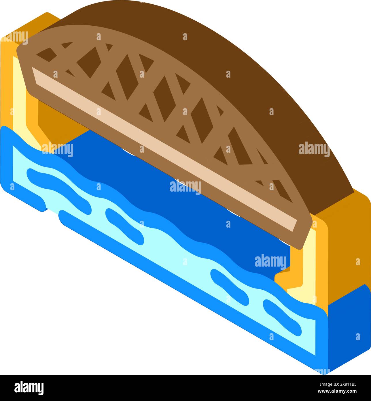 tied-arch bridge isometric icon vector illustration Stock Vector Image ...