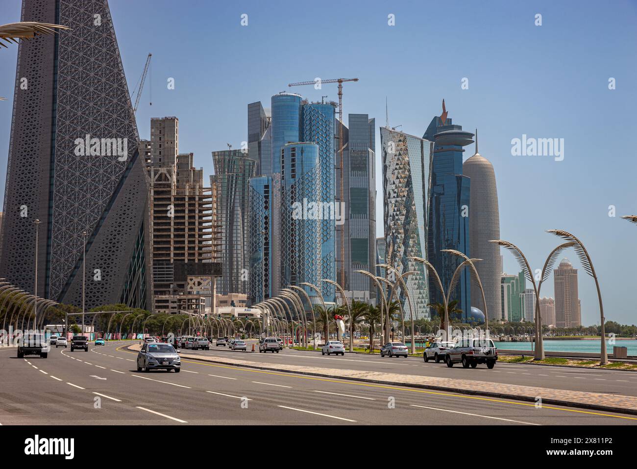 Qatar, Doha, Modern architecture by the Corniche Stock Photo - Alamy