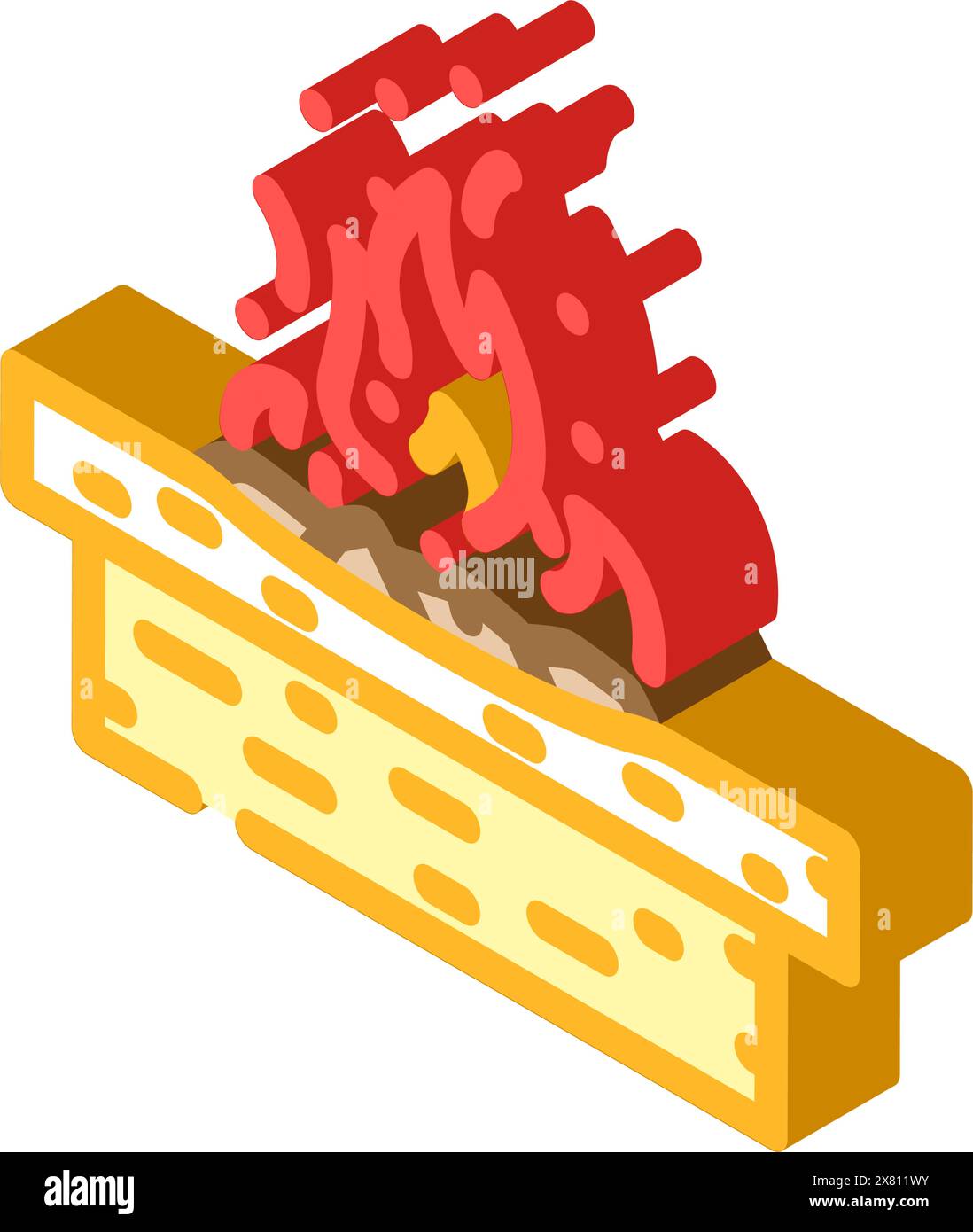 fire pit table outdoor furniture isometric icon vector illustration ...