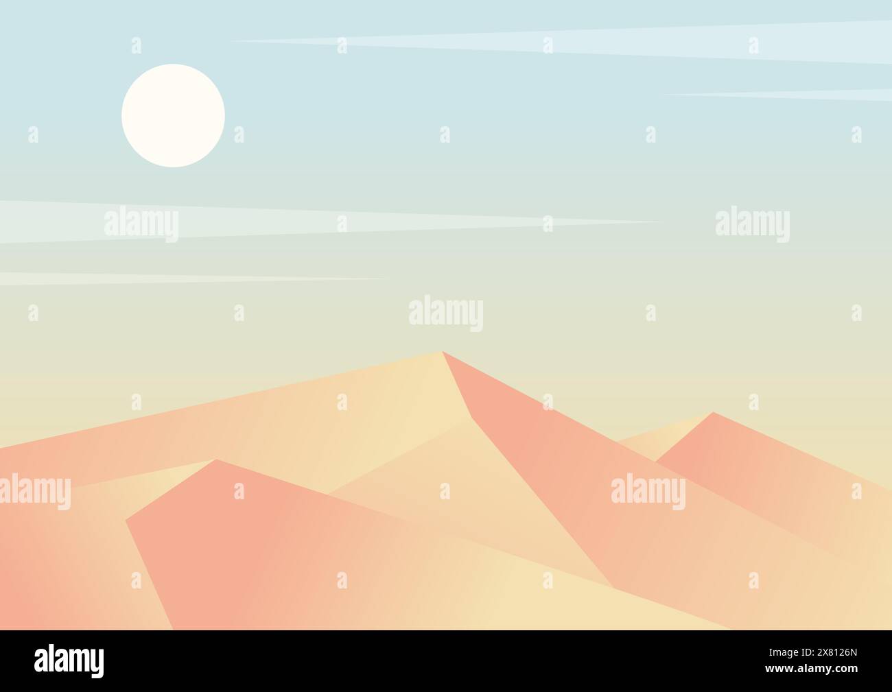 Aesthetic desert landscape gradient dunes illustration. Africa travel ...