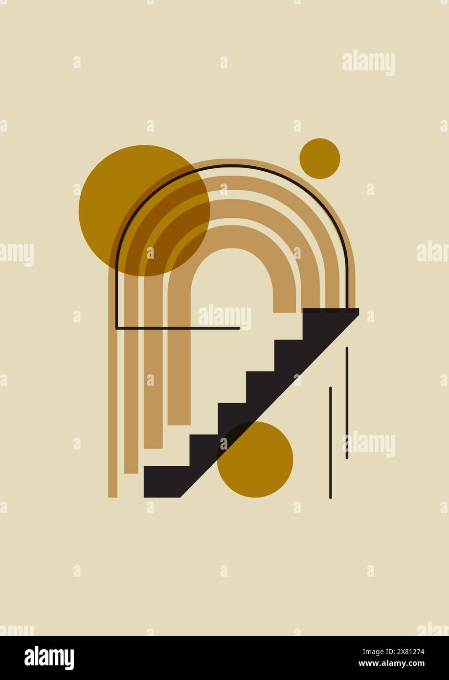 Burnt orange terracotta colors balancing shapes poster. Minimalist ...