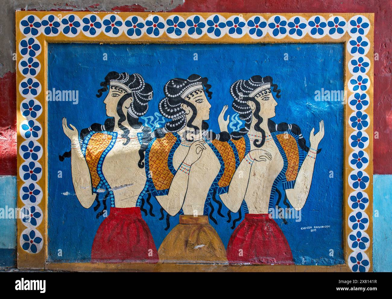Ladies in Blue fresco, inspired by original displayed at Heraklion ...