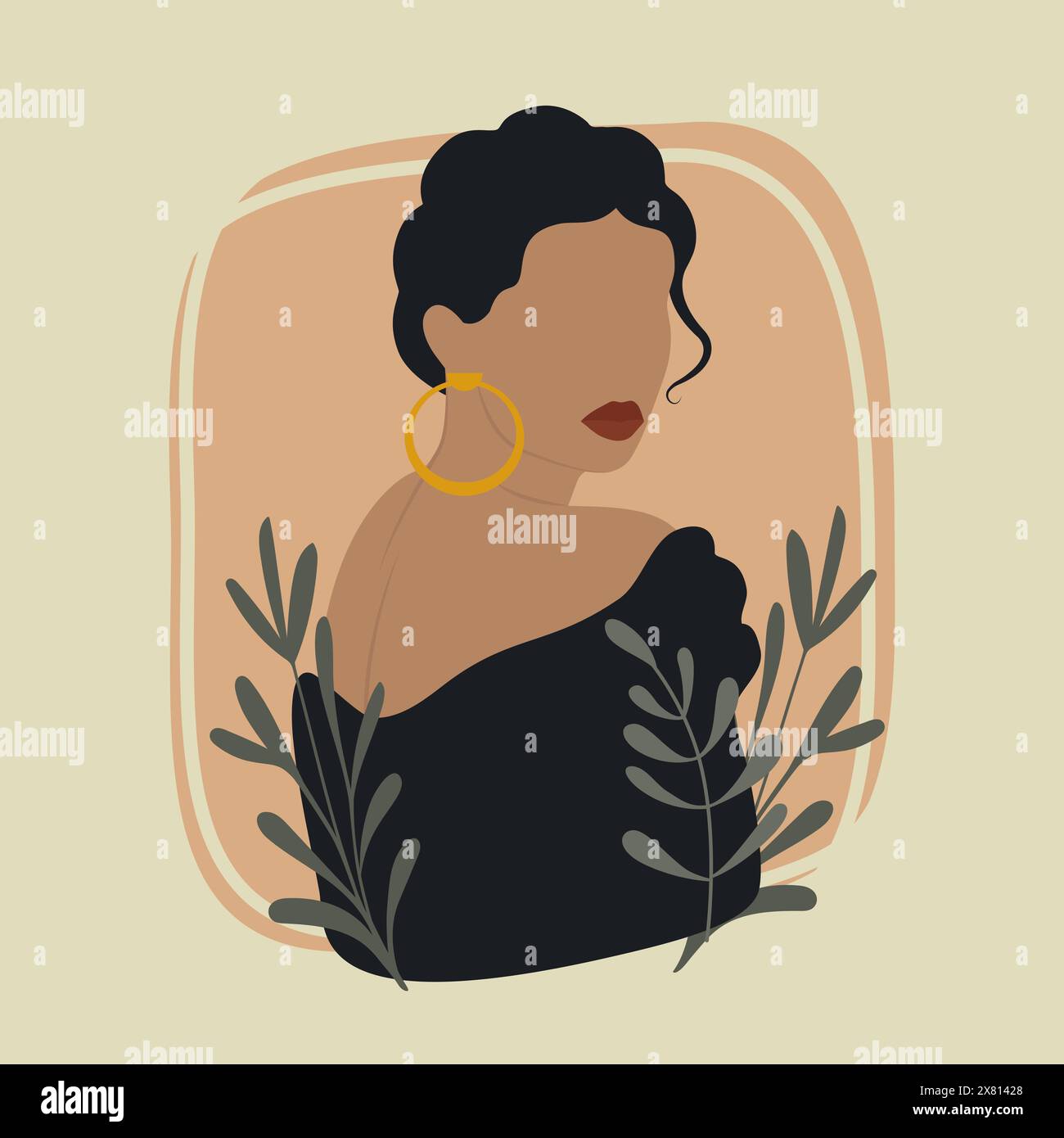 Faceless young woman in black dress aesthetic illustration. Aesthetic ...