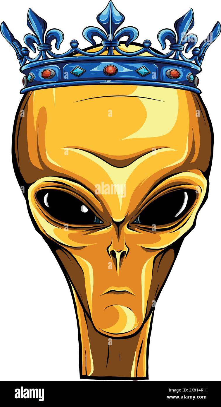 Alien head with crown. vector illustration design of extraterrestrial ...