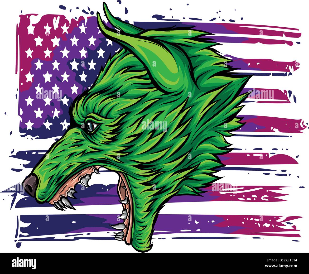 colored wolf head mascotn vector illustration design Stock Vector Image ...