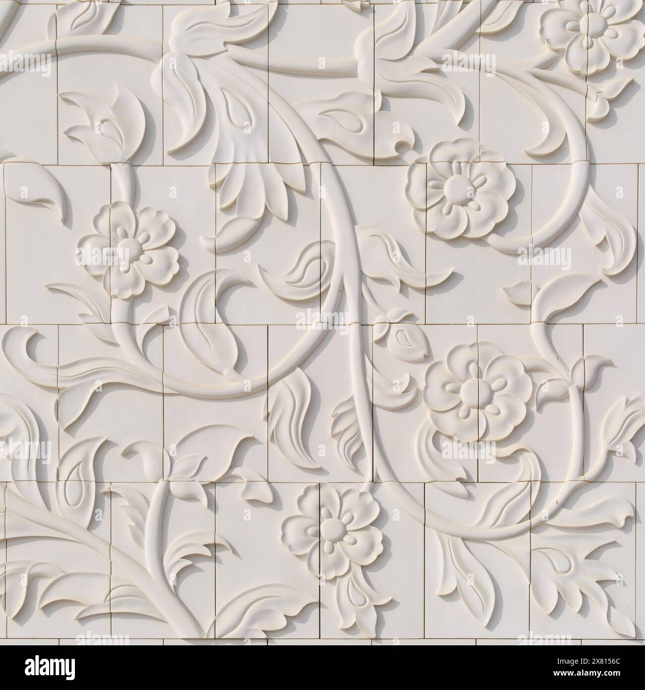 A close-up of the ornate wall of the Sheikh Zayed Grand Mosque in Abu ...