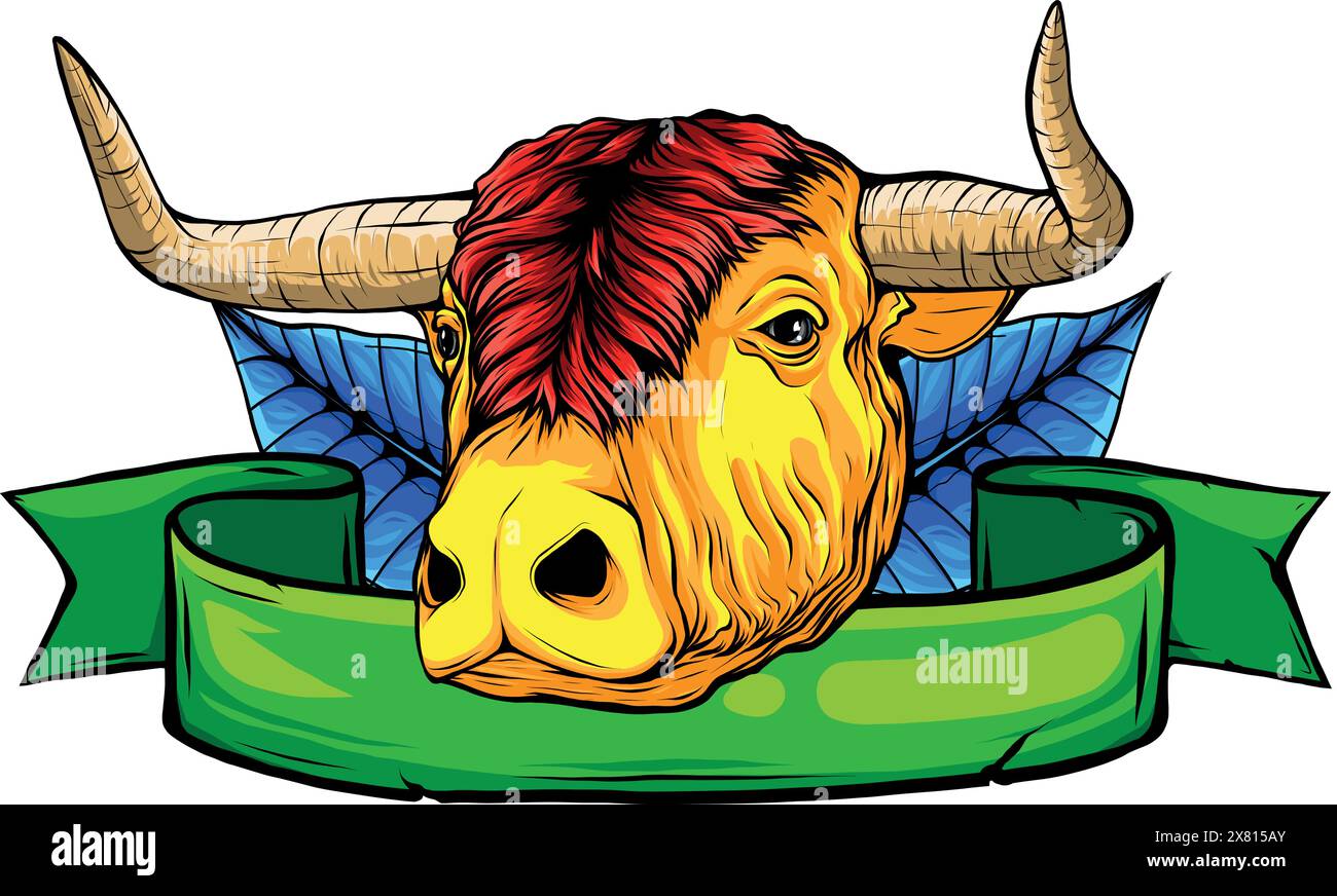 vector illustration of head bull colored design Stock Vector Image ...