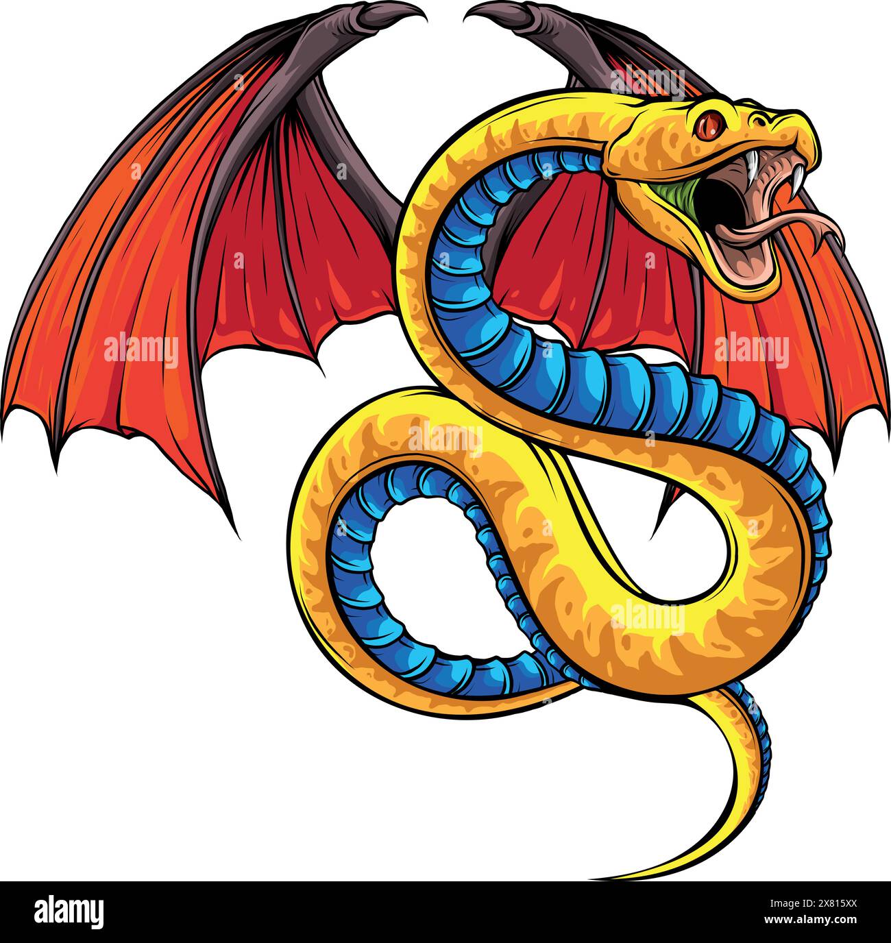 Colorful hand drawn vector illustration of snake Stock Vector Image ...