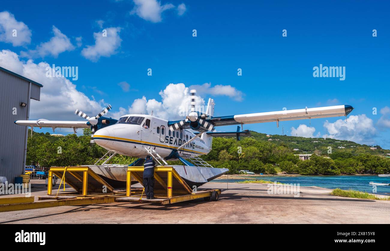 St. Croix, US Virgin Islands - September 10, 2016: Twin Otter Seaplane, part of the Seaborne ...