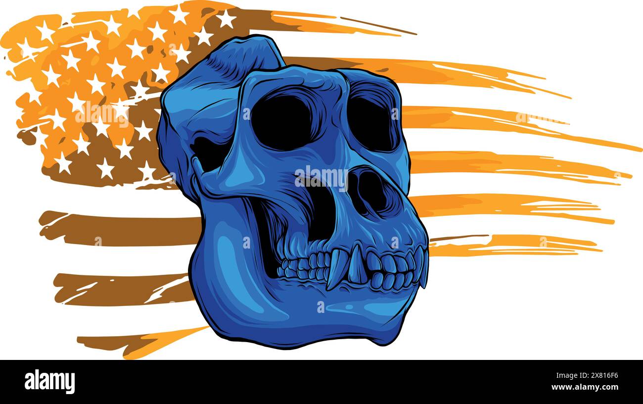 colored draw of monkey skull vector illustration design Stock Vector ...
