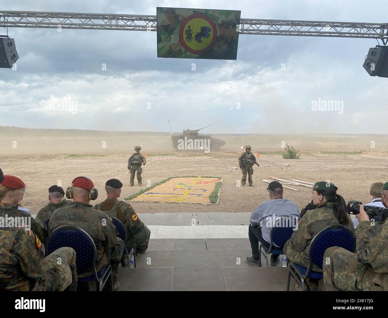 Pabrade, Lithuania. 22nd May, 2024. A wheeled tank drives past the ...