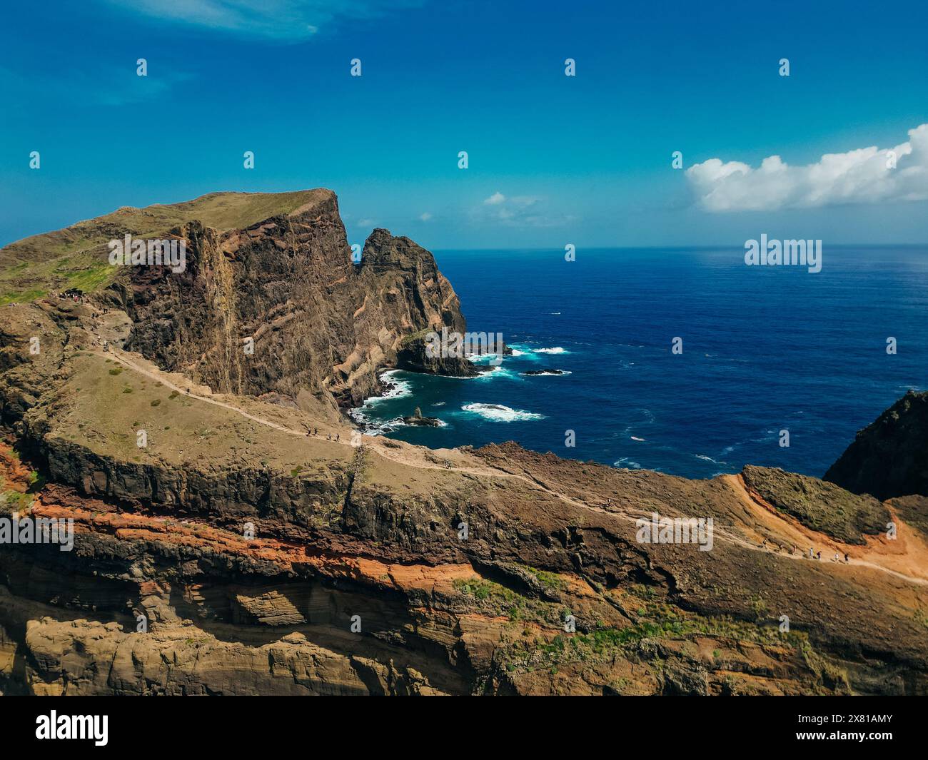 aerial shot of the Eastern tip of Madiera, an island in Atlantic ...