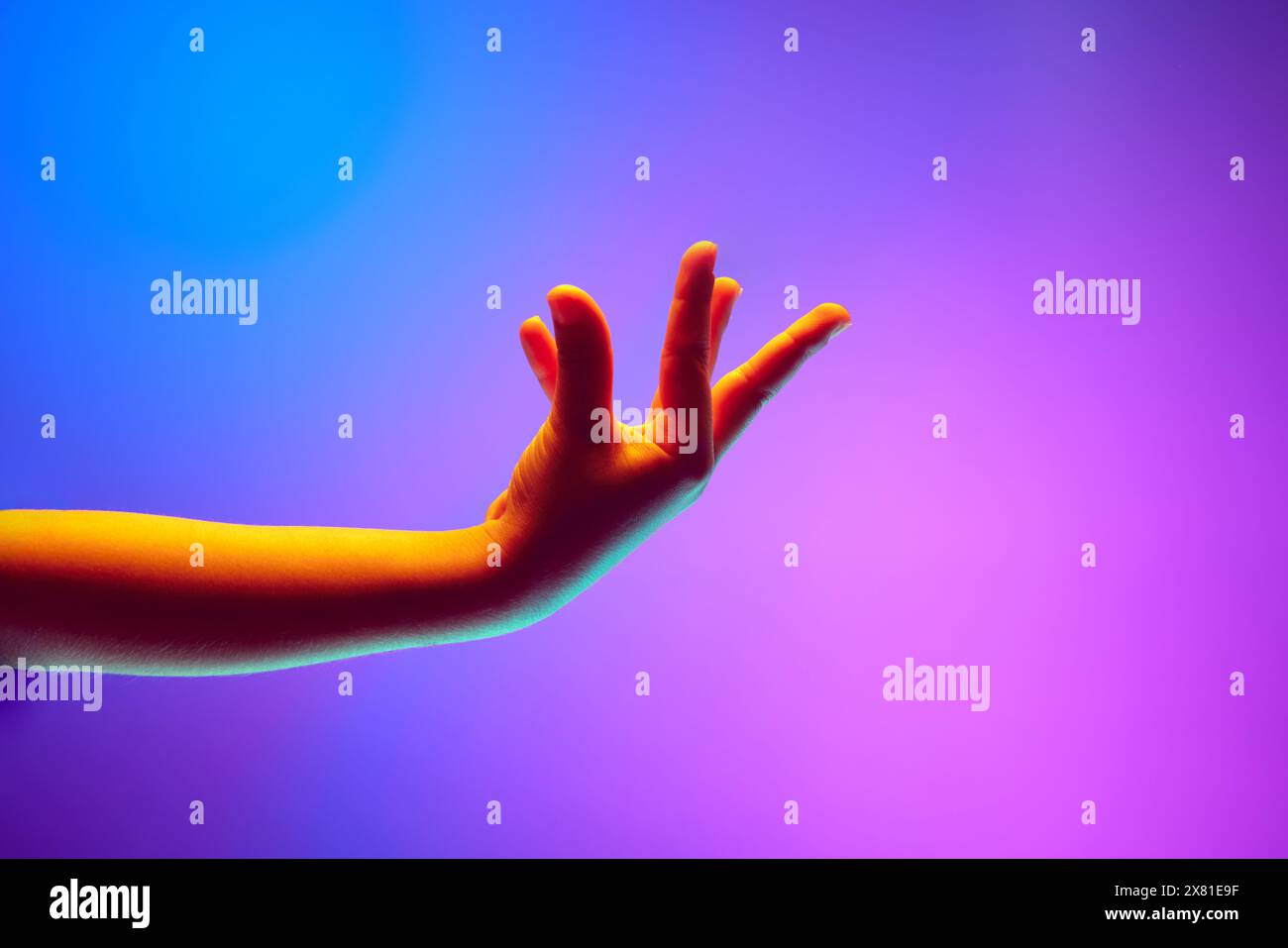 Kids hands gesturing, child showing playful symbols against gradient ...