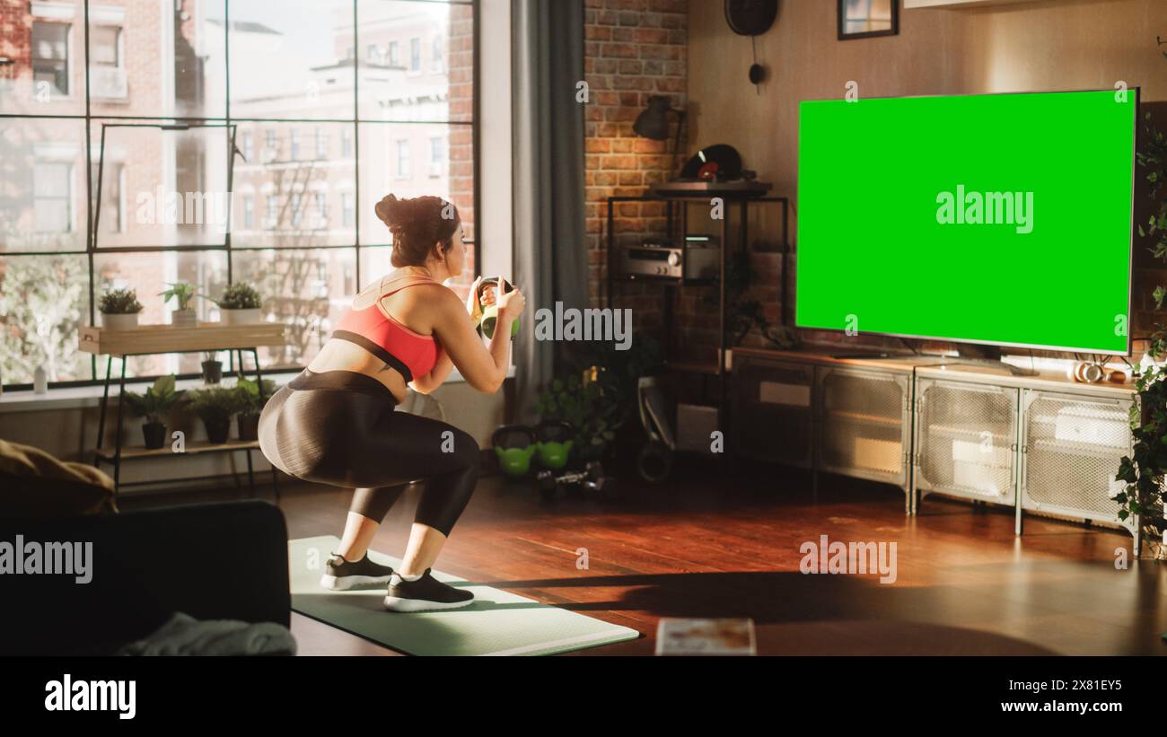 Home Gym: Gorgeous Plus Size Body Positive Girl Training with Using ...