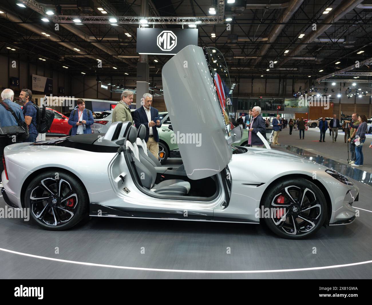 Car is exhibited at the Madrid Car Experience, the Madrid motor show ...