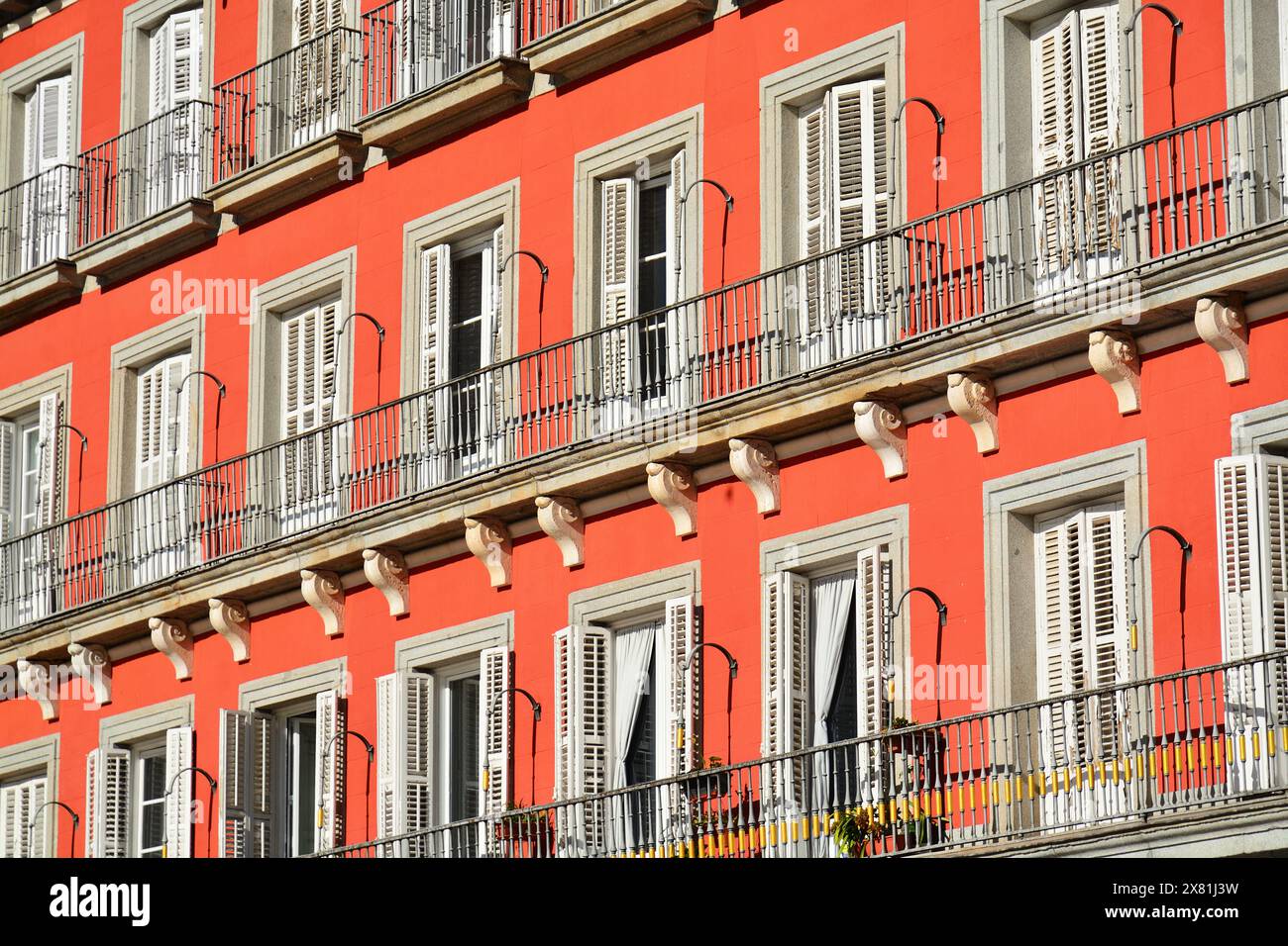 Colorful facade in Plaza Mayor, Madrid - Spain Stock Photo - Alamy