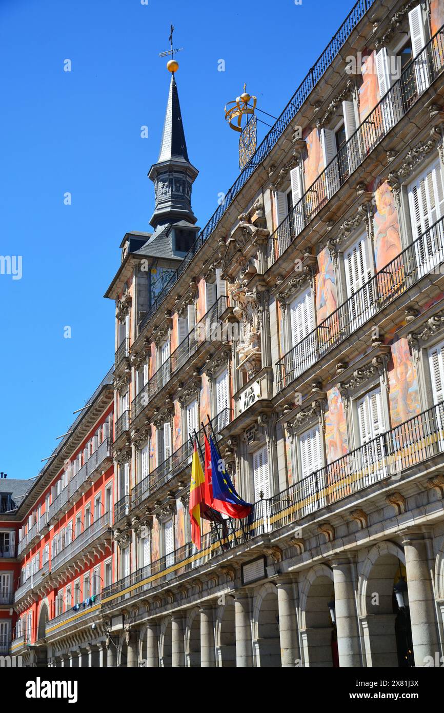 Colorful facade in Plaza Mayor, Madrid - Spain Stock Photo - Alamy